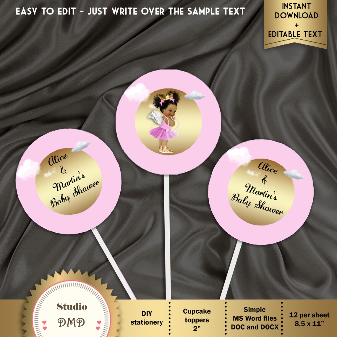 Printable Cupcake Toppers Stickers Labels Heaven Sent Baby | Etsy