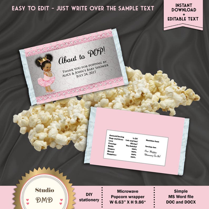 Printable Microwave Popcorn Wrapper Ready to Pop Little - Etsy