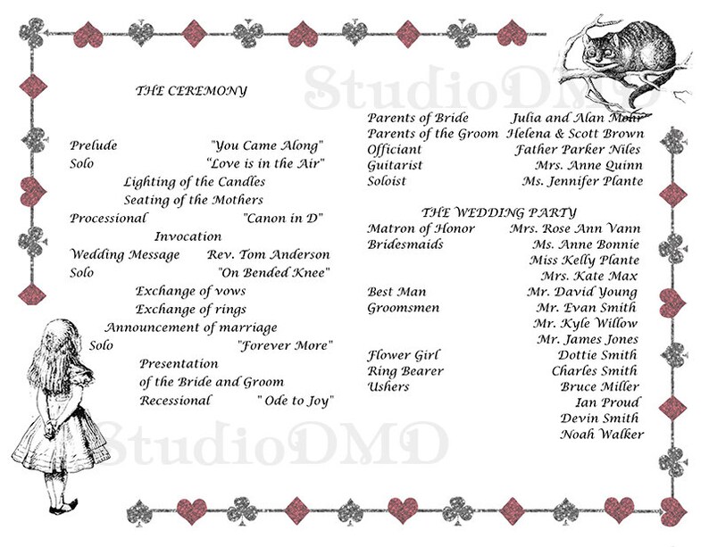 Printable Wedding Program Template Alice in Wonderland - Etsy
