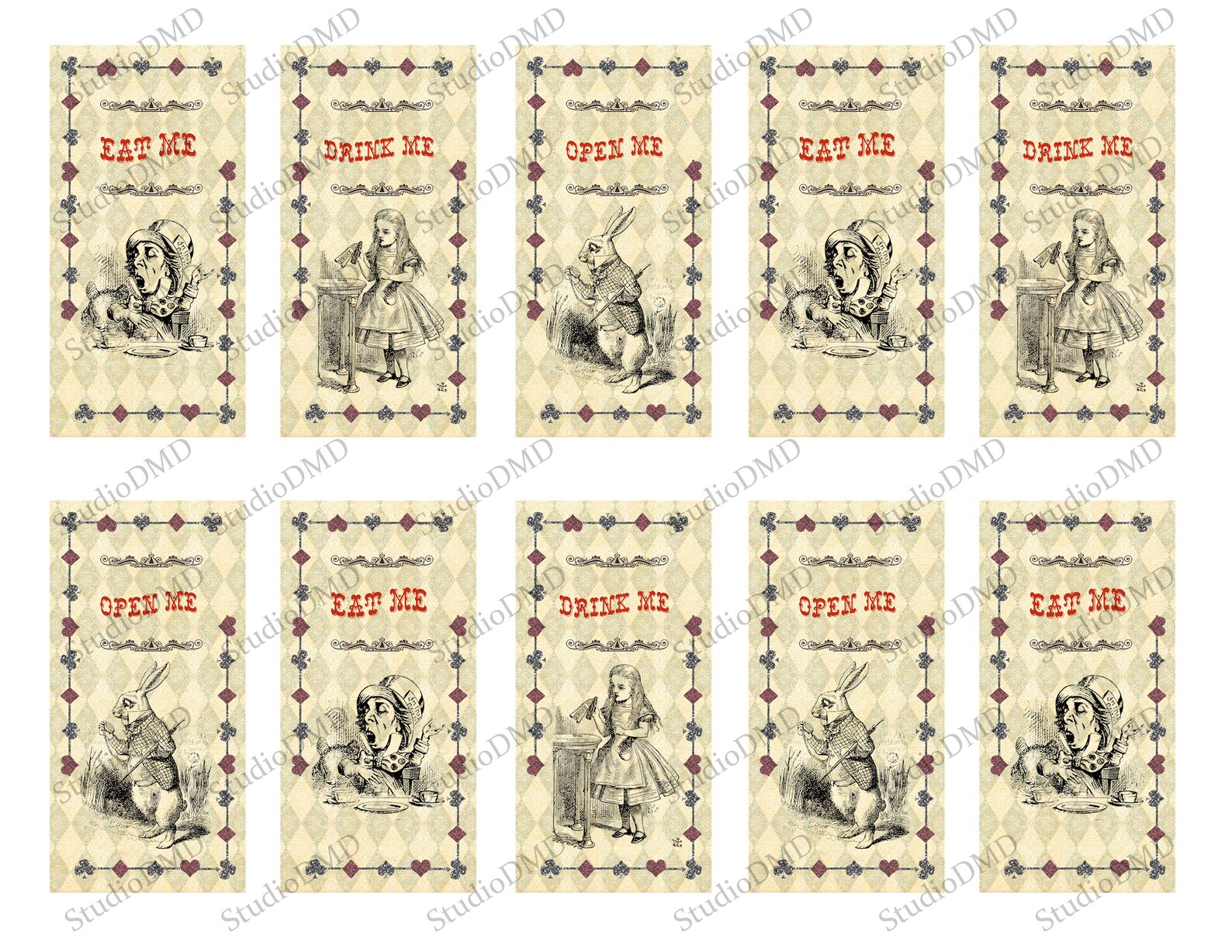 Alice in Wonderland Open Me Eat Me Drink Me Tags Mad - Etsy