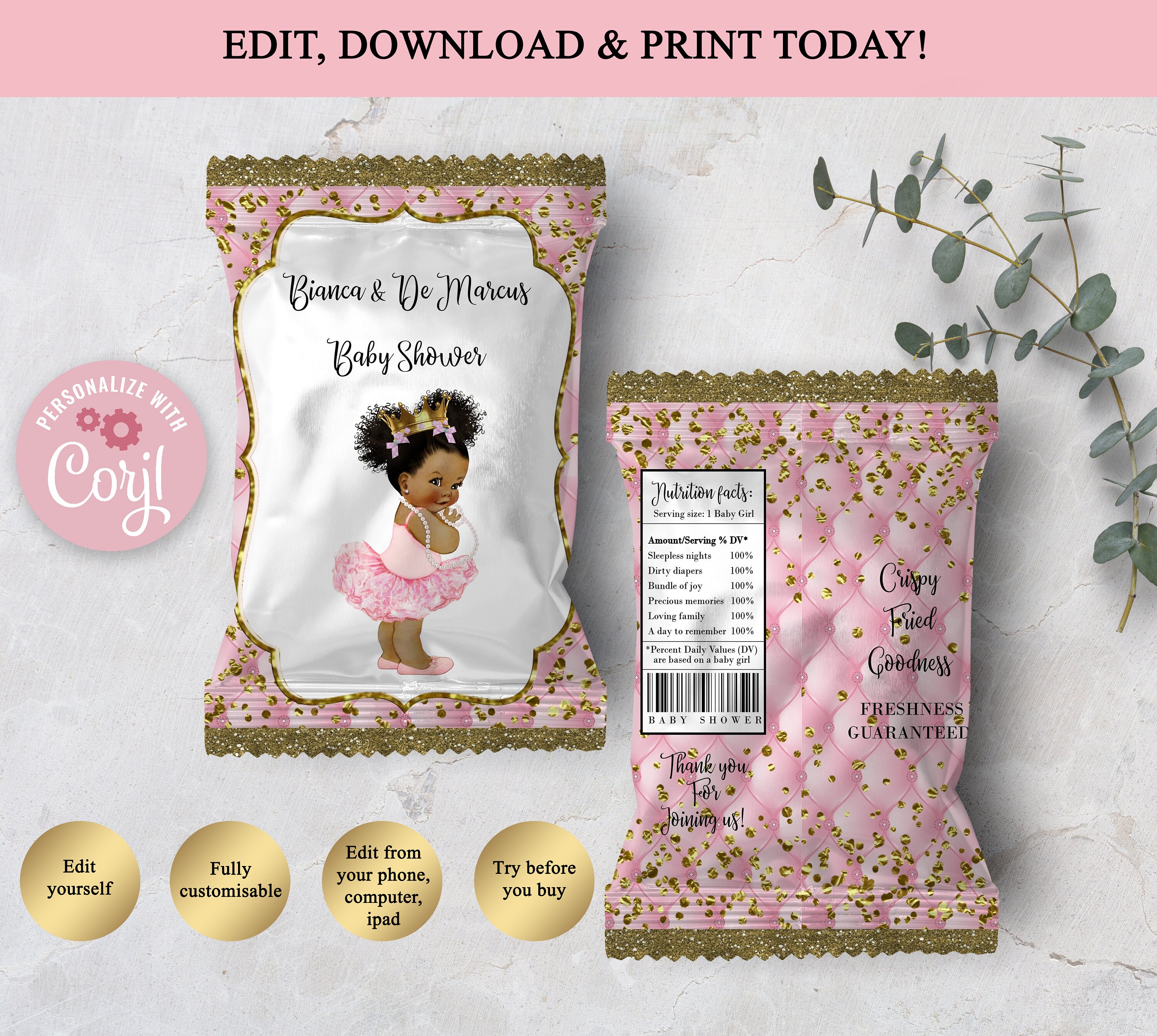 Chip Bag Wrapper Girl Baby Shower Little Princess Baby | Etsy