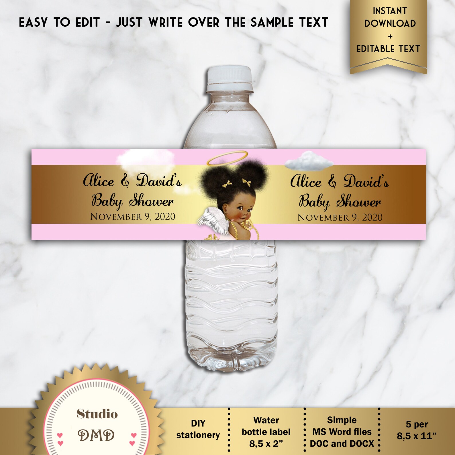 Printable Baby Shower Water Bottle Labels Heaven Sent Baby - Etsy