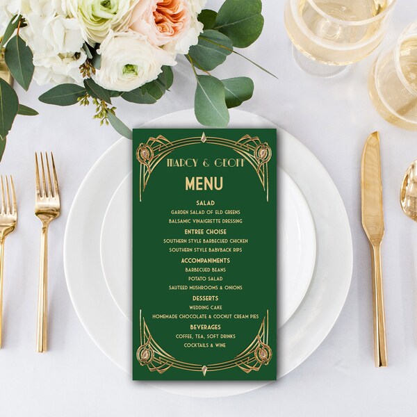 Gold Menu - Etsy