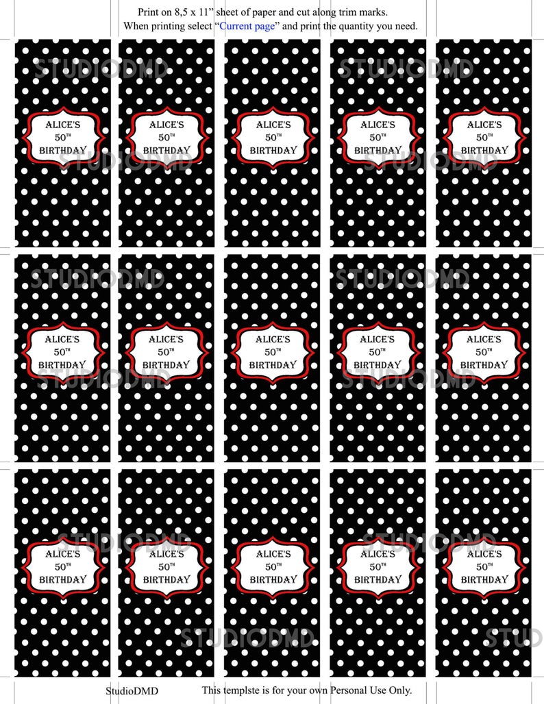 Printable Mini Candy Bar Wrappers Mini Hershey's - Etsy