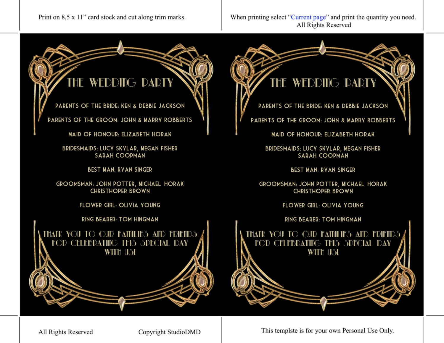 Printable Wedding Program Template Art Deco Great Gatsby | Etsy