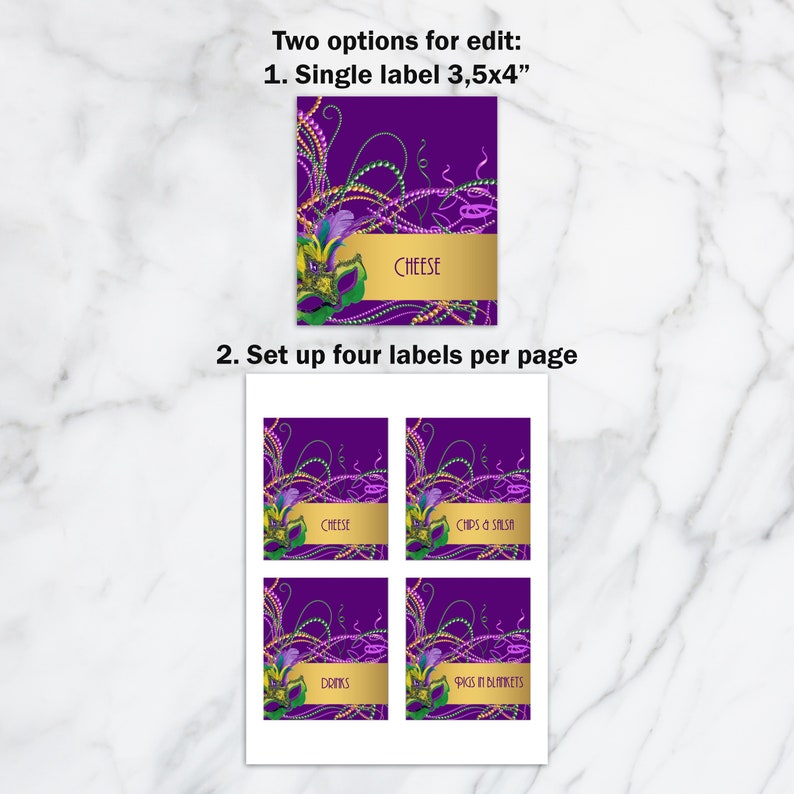 Printable Folding Food Tent Labels Party Decoration Mardi - Etsy