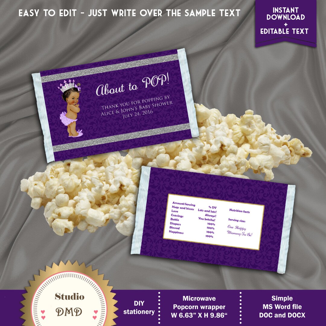 Printable Microwave Popcorn Wrapper Ready to Pop Little - Etsy