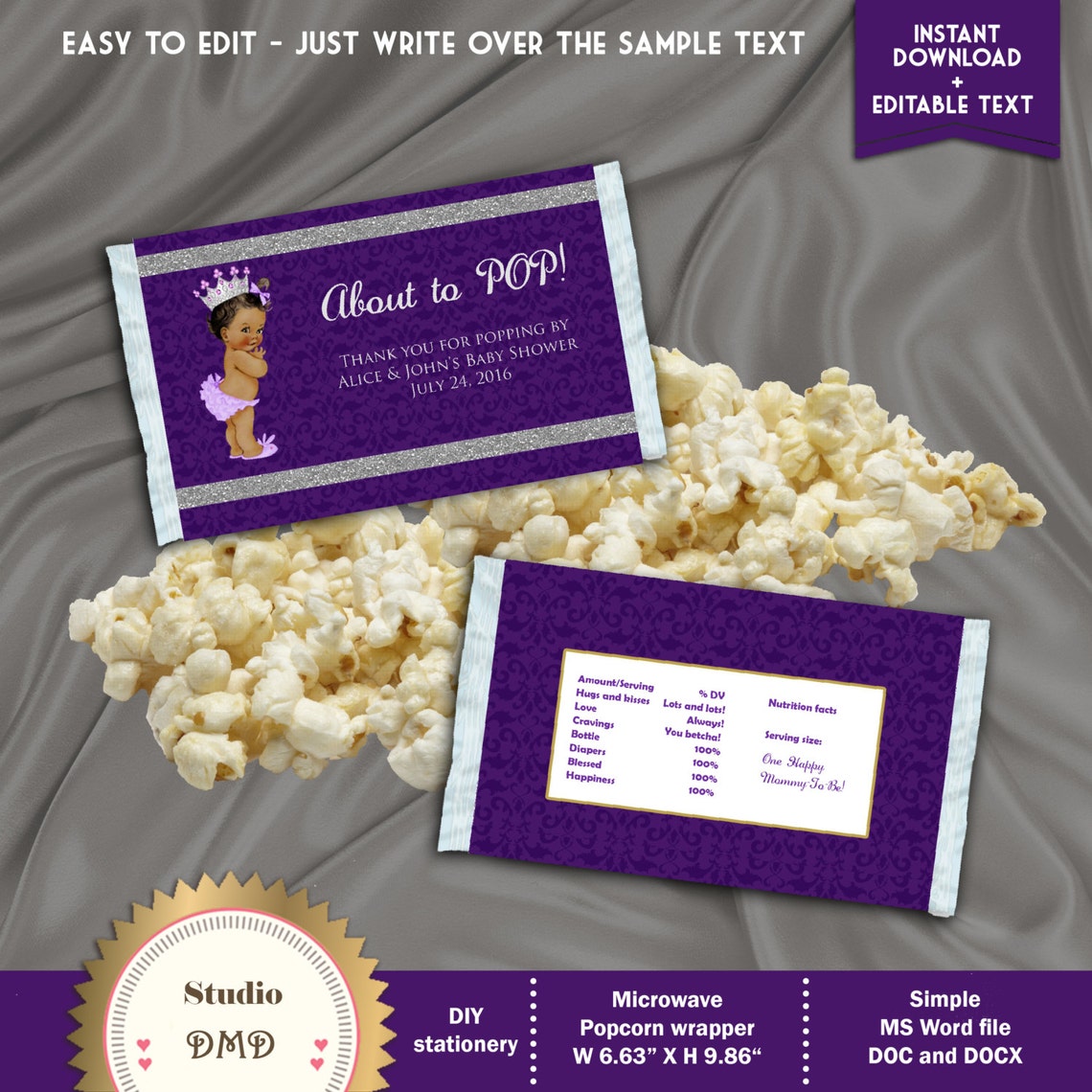 Printable Microwave Popcorn Wrapper Ready to Pop Little | Etsy
