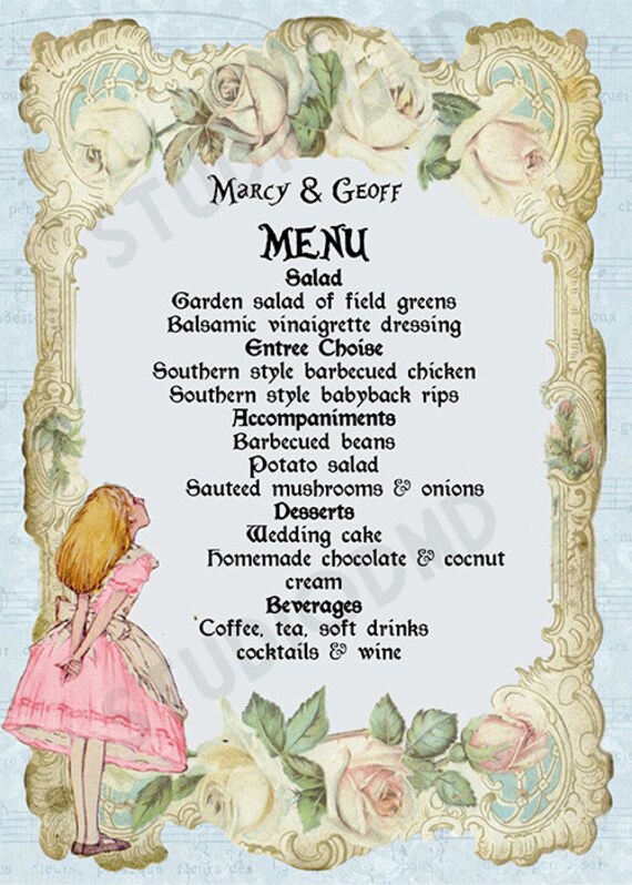 Alice In Wonderland Party Menu