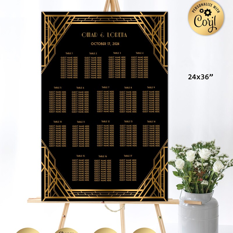 Seating Chart Gold and Black - Etsy