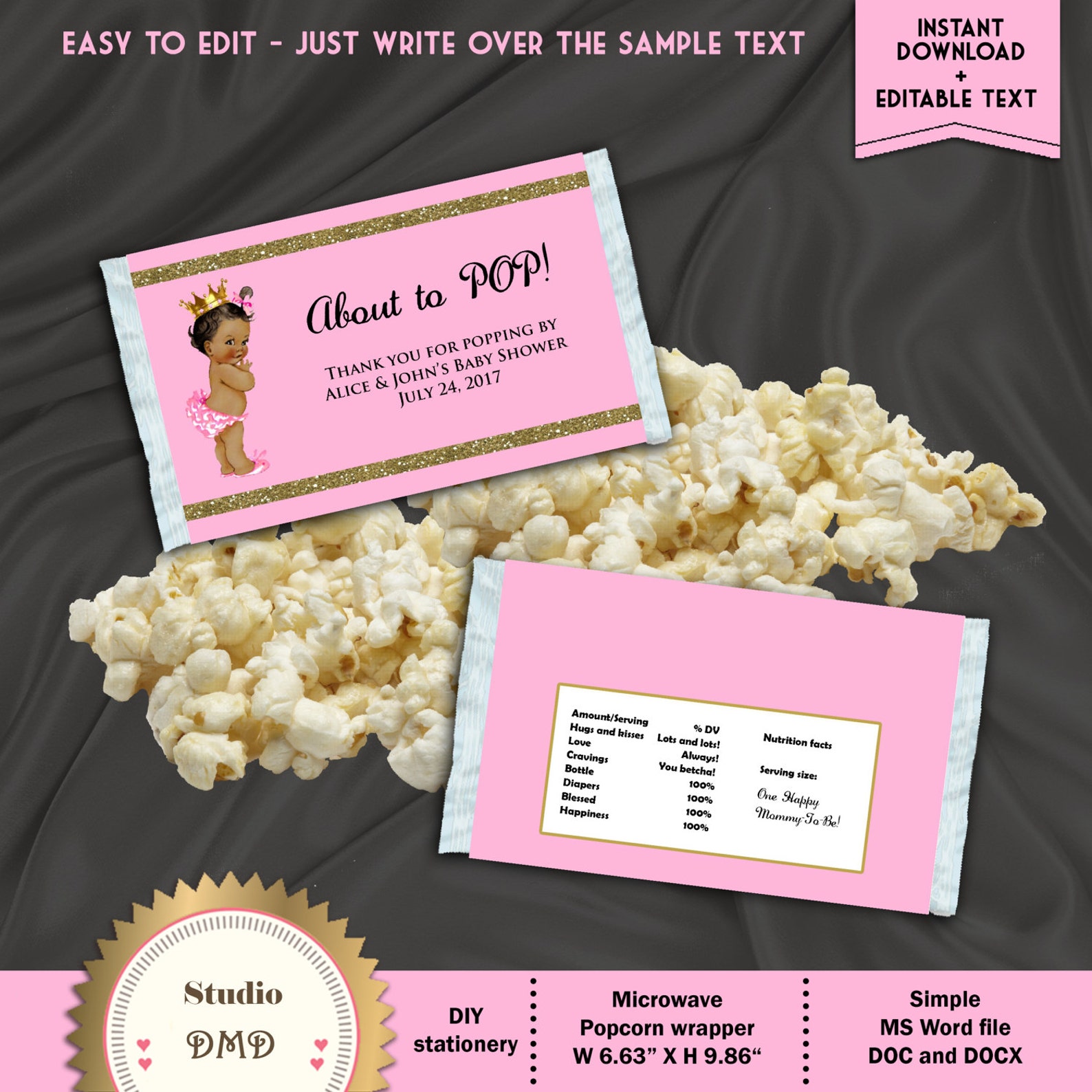 Printable Microwave Popcorn Wrapper Ready to Pop Little - Etsy
