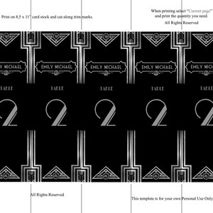 Great Gatsby Style Art Deco Silver Table Numbers Card, Table Decoration ...
