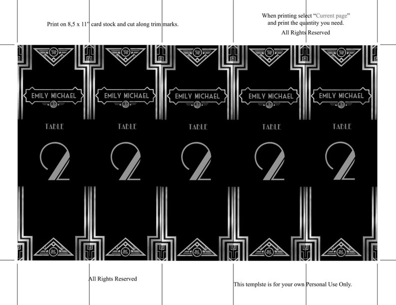 Great Gatsby Style Art Deco Silver Table Numbers Card Table - Etsy