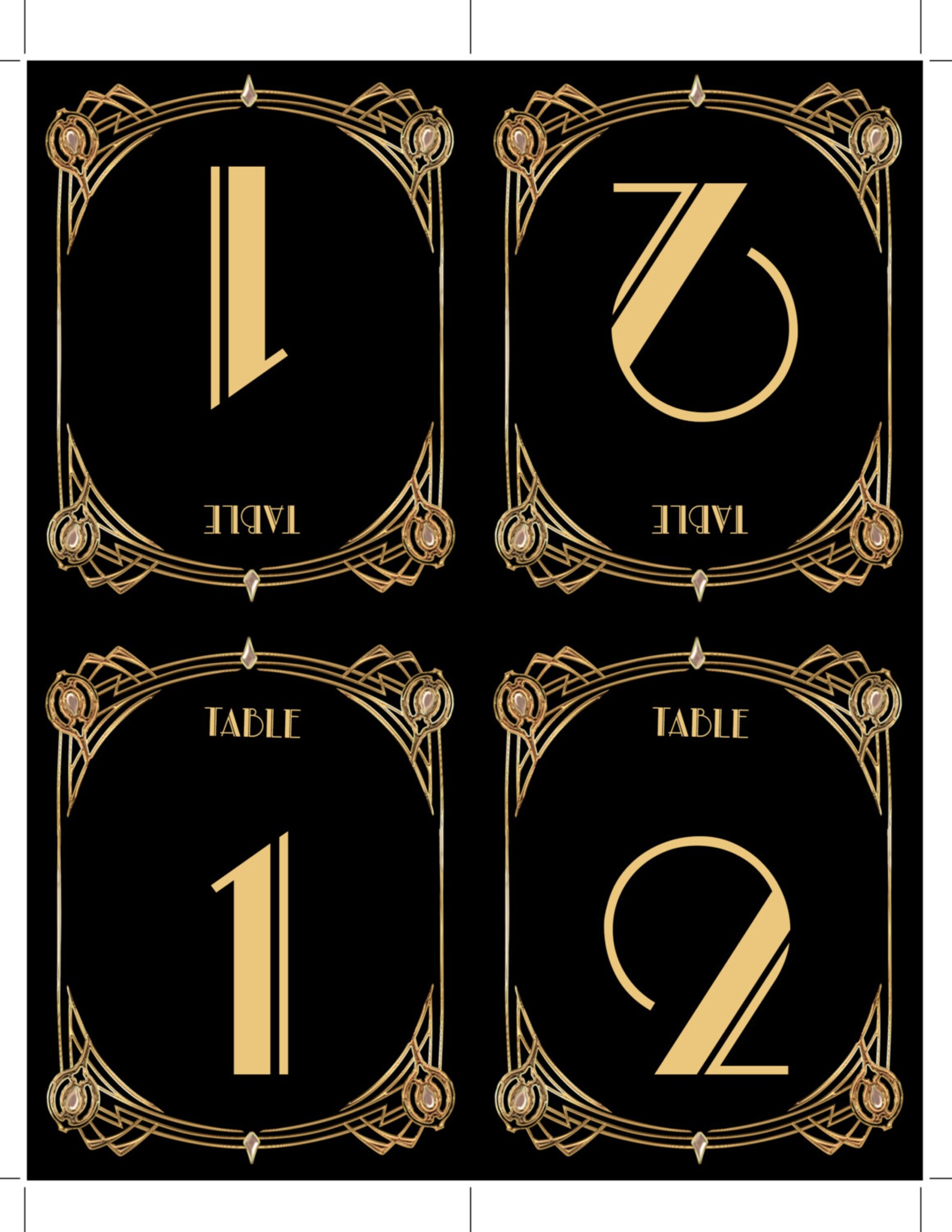 Great Gatsby Art Deco Table Cards Table Numbers Table - Etsy