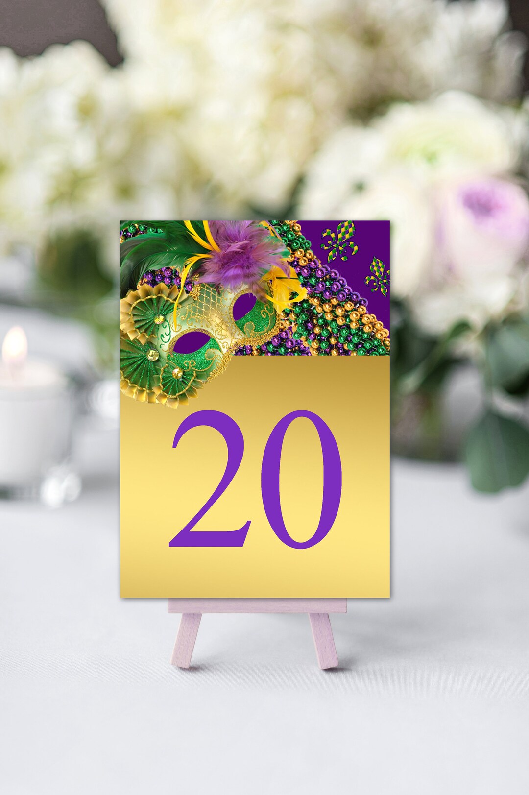 Printable Table Cards, Mardi Gras Table Numbers, Table Decoration ...