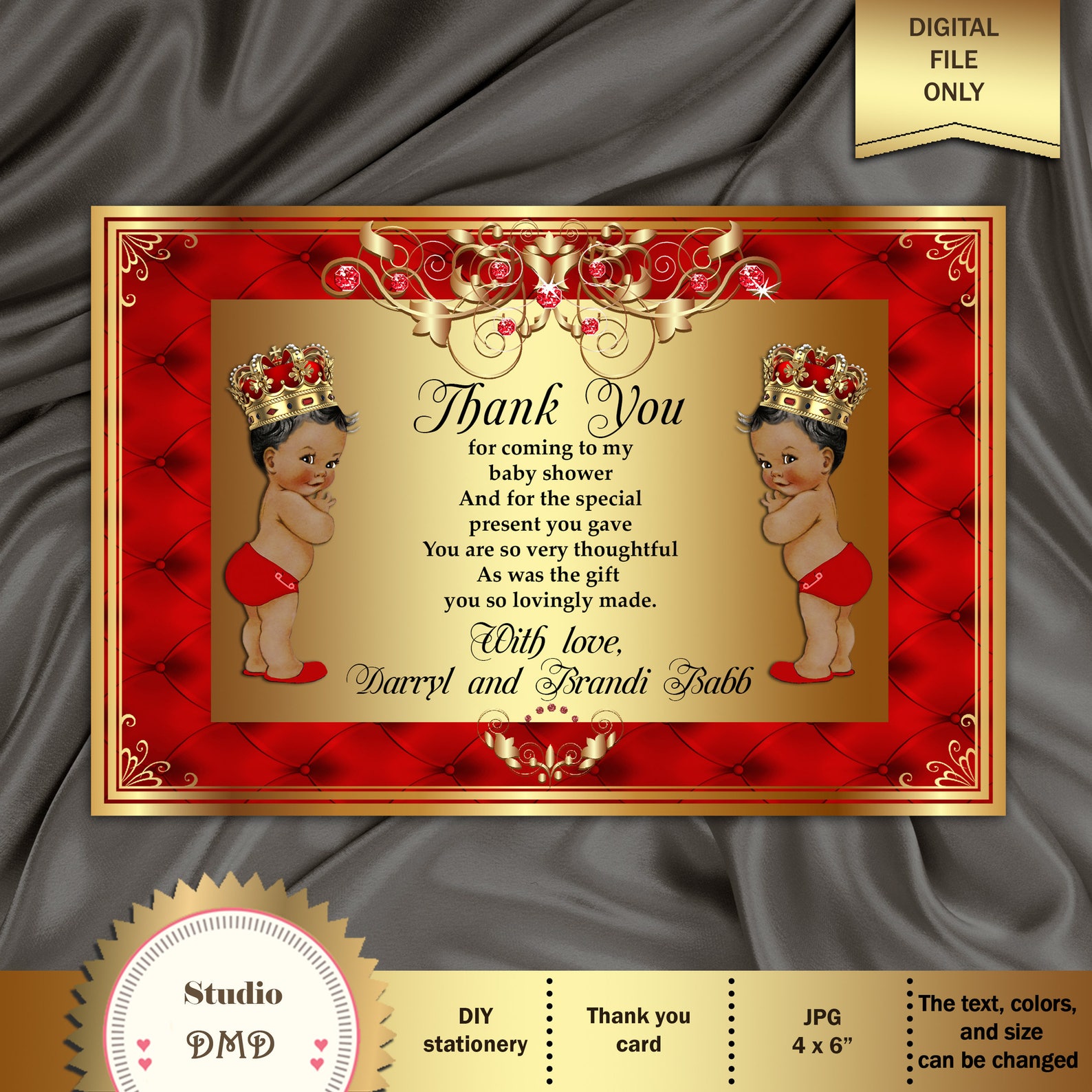 Printable Baby Shower Thank You Card Little Princes Royal - Etsy