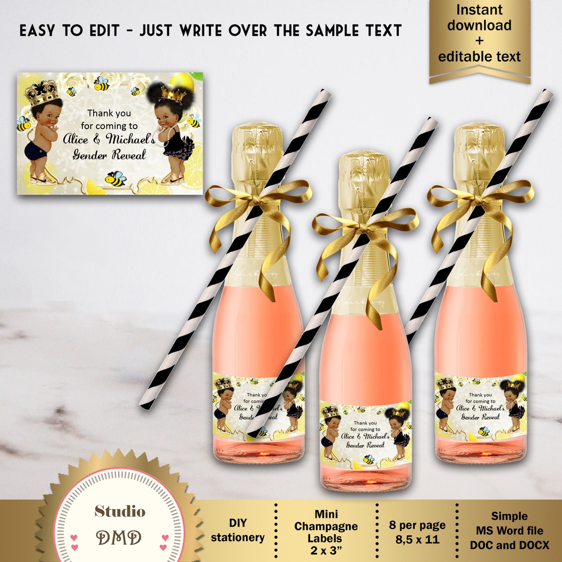 Printable Wine or Champagne Mini Bottle Labels Mini Apple - Etsy