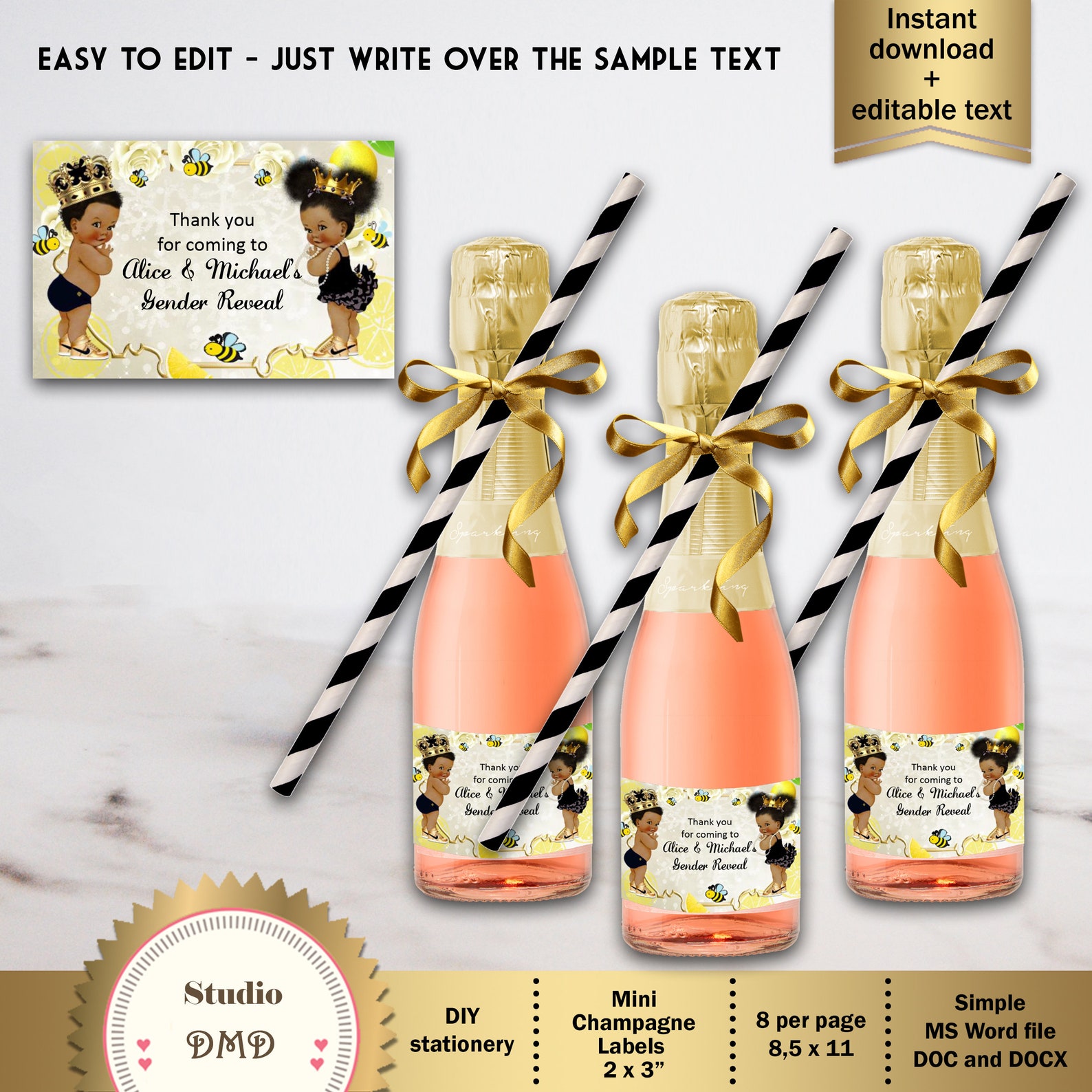 Printable Wine or Champagne Mini Bottle Labels Mini Apple - Etsy