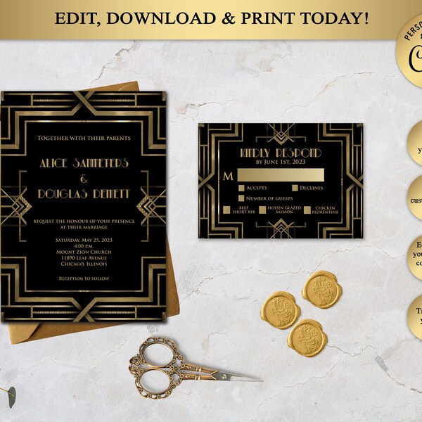 Gatsby Invitation - Etsy