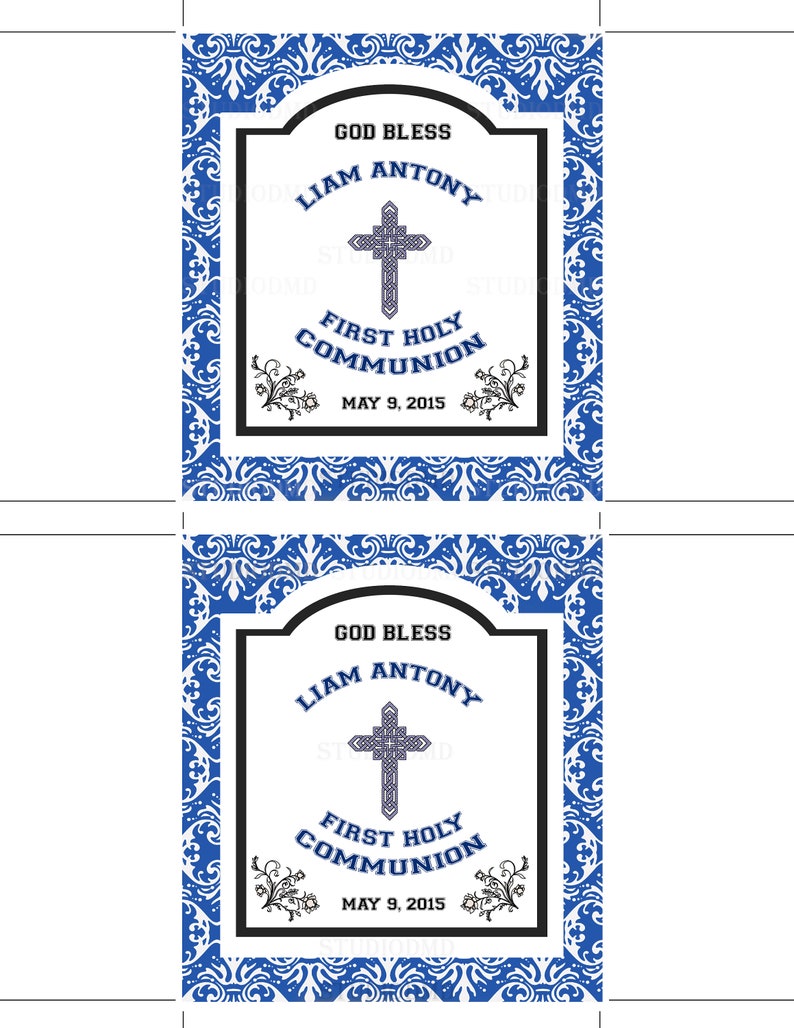 Custom Wine Bottle Labels Personalized Boy's Blue First - Etsy