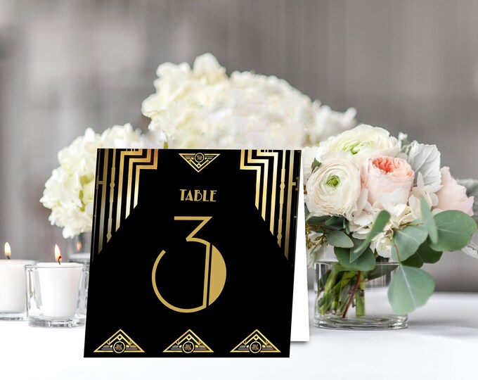 Great Gatsby Art Deco Table Cards 1-100, Table Numbers, Table ...