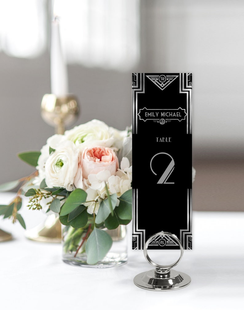 Great Gatsby Style Art Deco Silver Table Numbers Card Table - Etsy