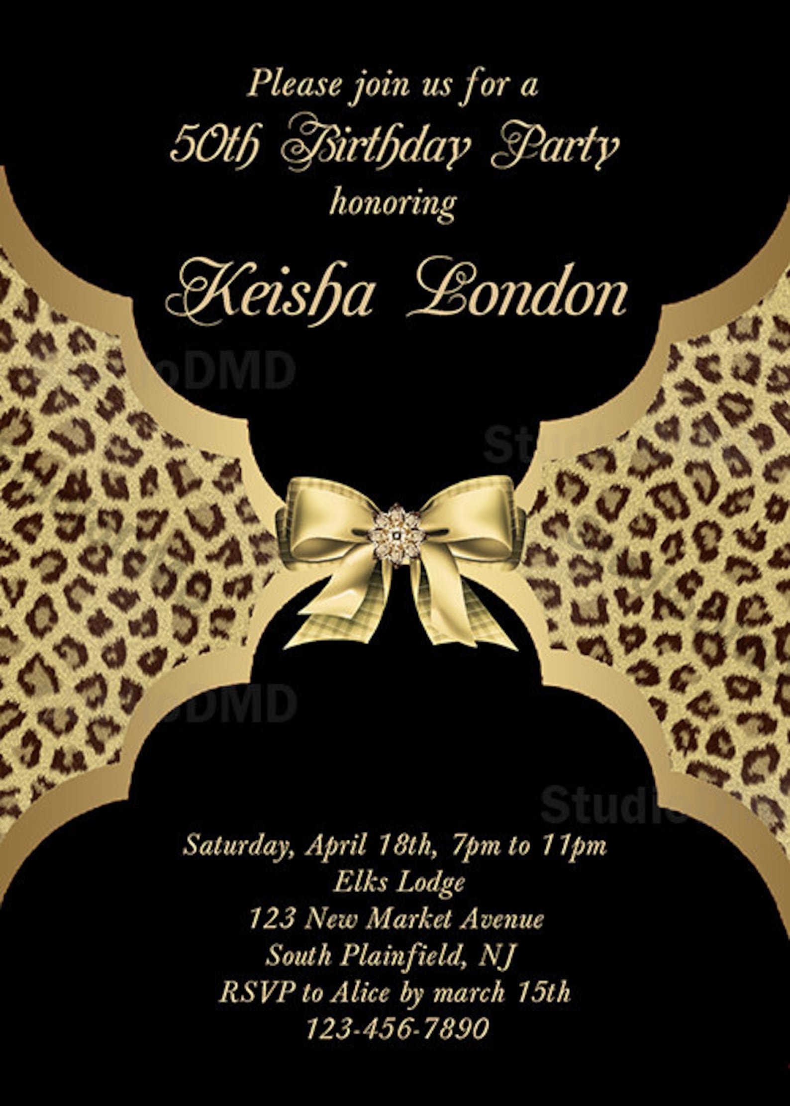 Printable Elegant Cheetah Invitation Birthday Party - Etsy