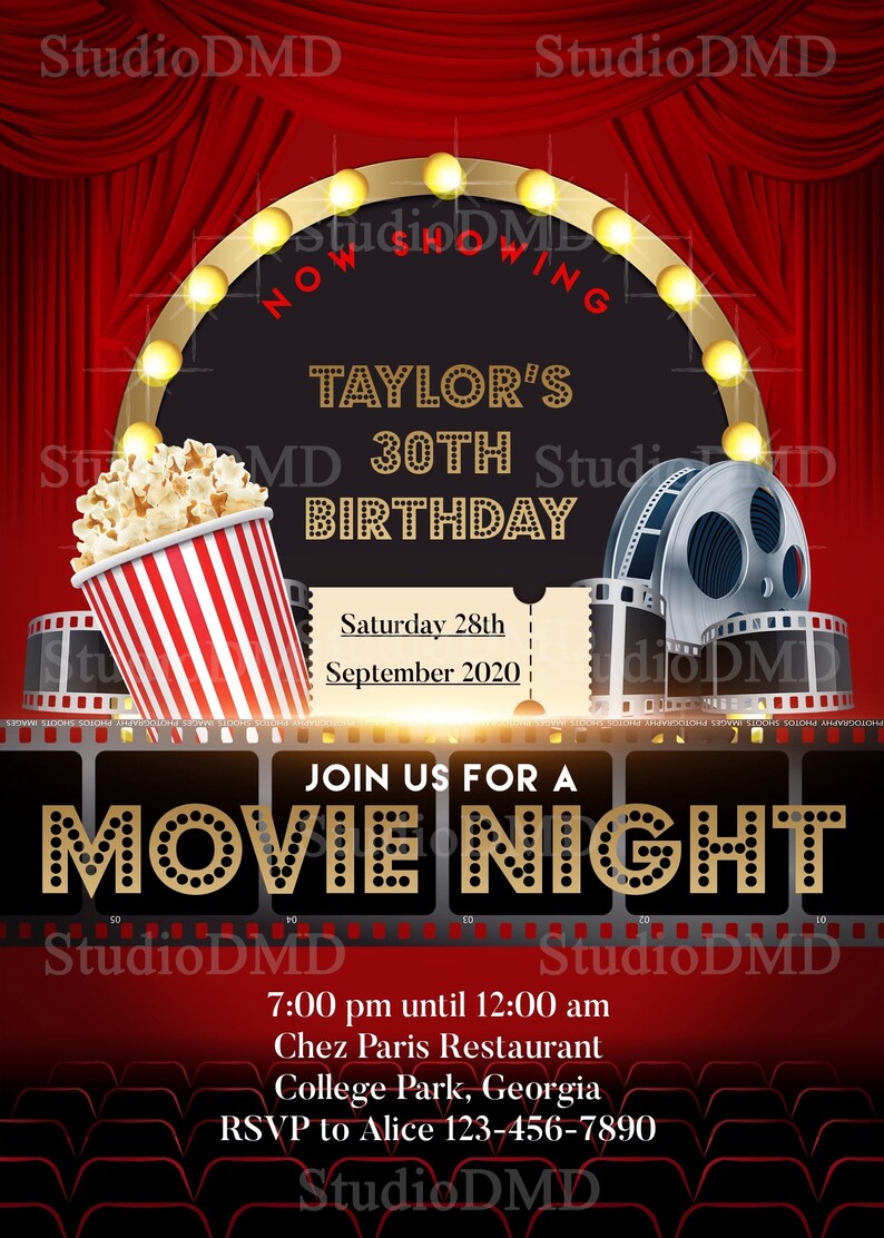 Backyard Movie Night Party Invitation Movie Night Invitation | Etsy