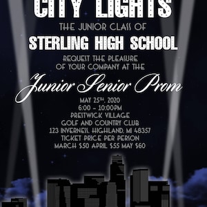 Printable City Lights Prom Invitation Night Affair Invitation - Etsy