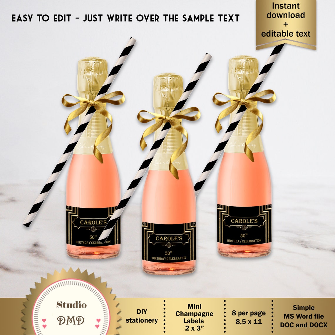 Wine or Champagne Mini Bottle Labels 2 X 3 Great - Etsy