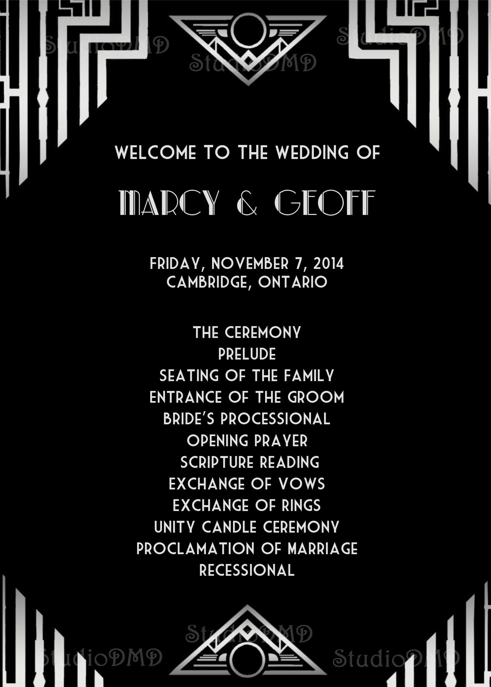 Printable Wedding Program Template Art Deco Great Gatsby | Etsy