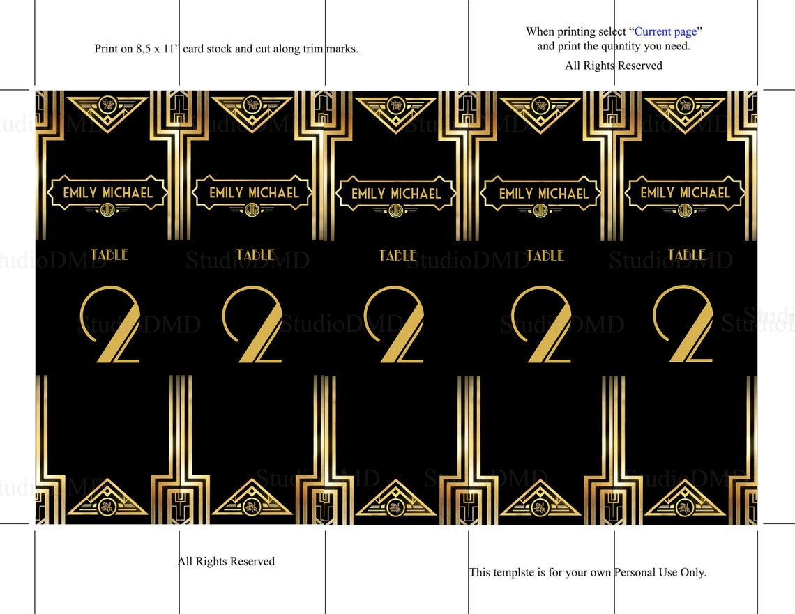 Great Gatsby Style Art Deco Table Numbers Card Table - Etsy