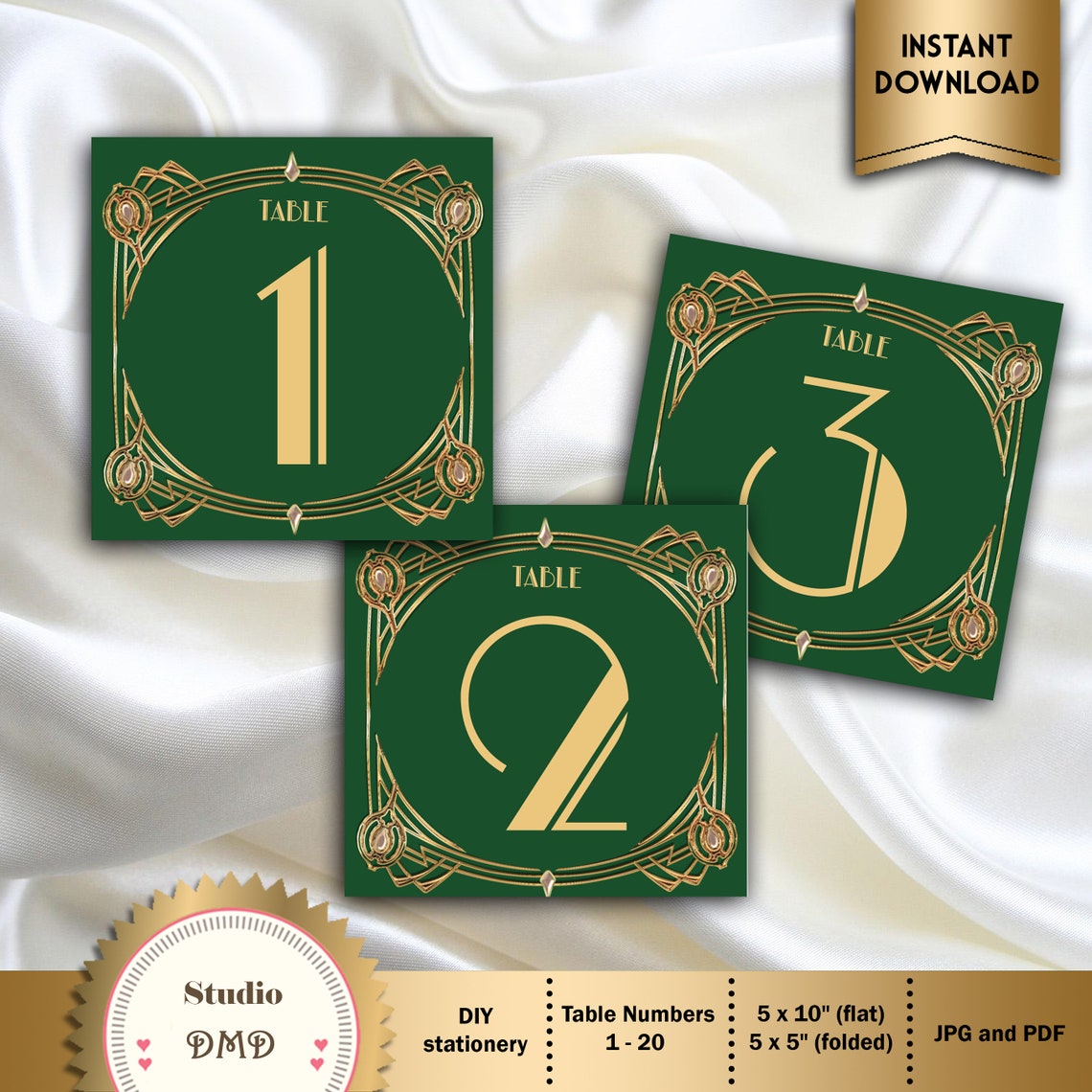 Great Gatsby Art Deco Table Cards Table Numbers Table - Etsy