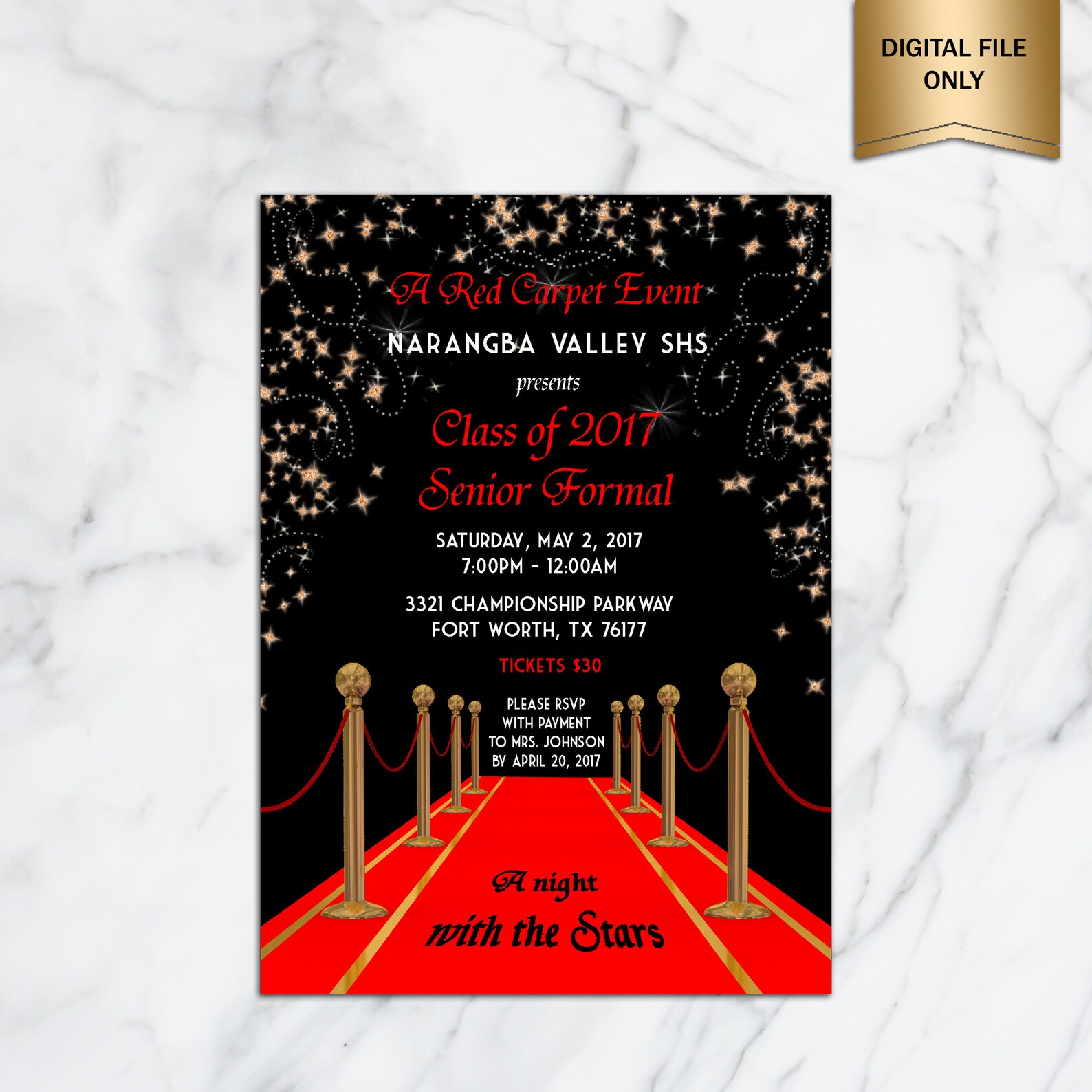 Printable Red Carpet Prom Invitation Red Carpet Affair - Etsy