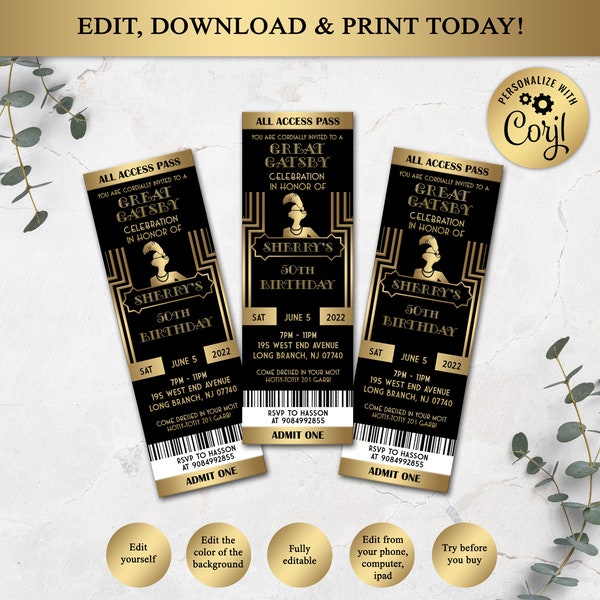Gatsby Ticket - Etsy