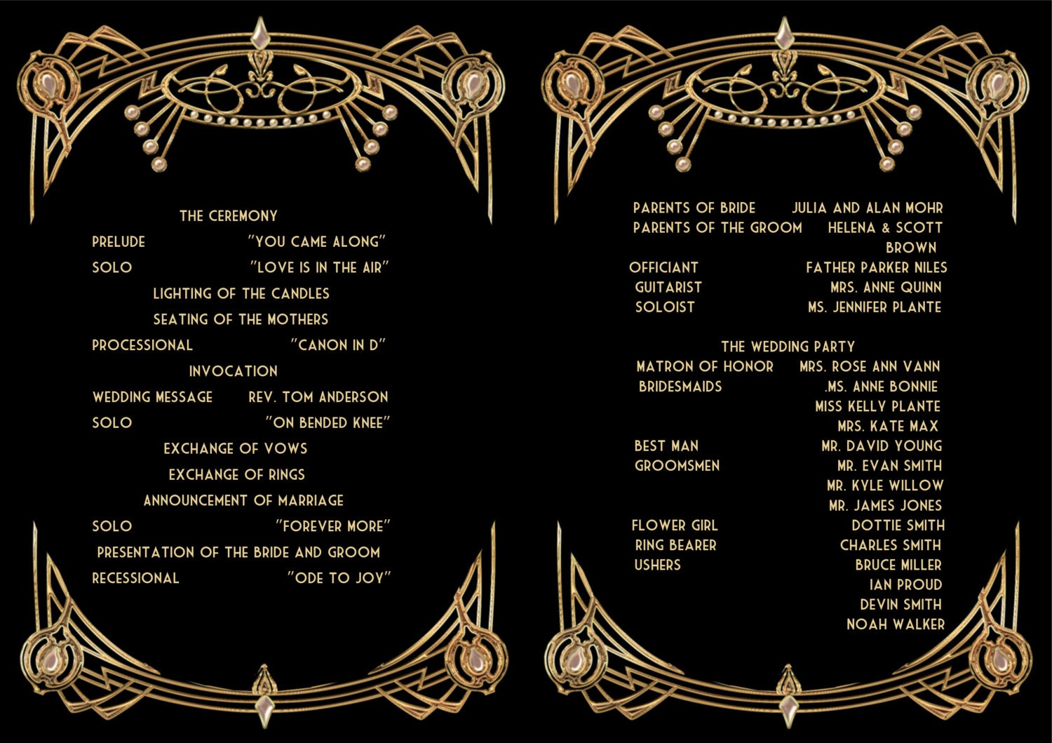 Printable Wedding Program Template Art Deco Great Gatsby | Etsy