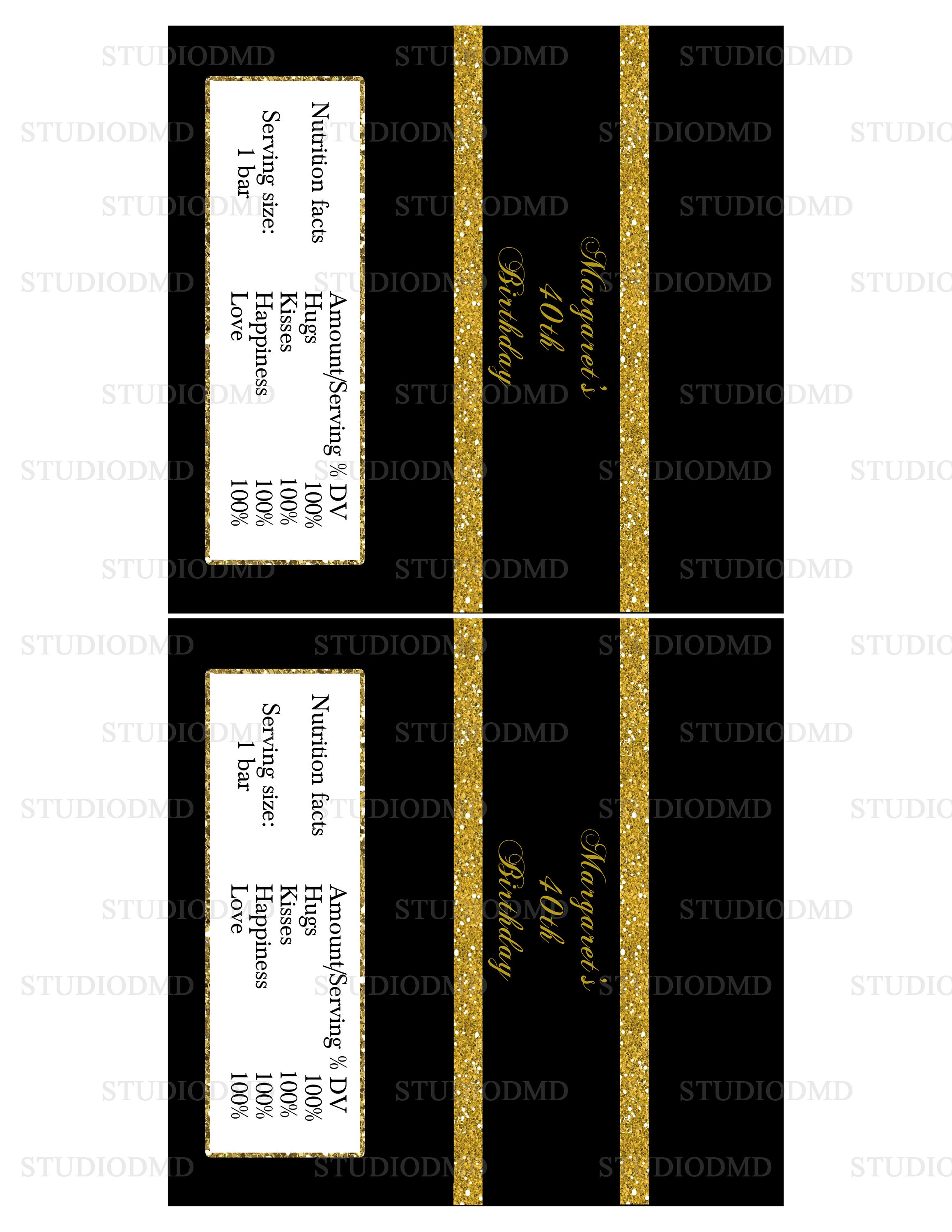 Candy Bar Wrapper White and Gold Glitter Birthday Party | Etsy