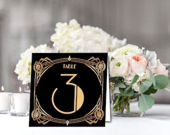 Great Gatsby Art Deco Table Cards, Table Numbers, Table Decoration ...