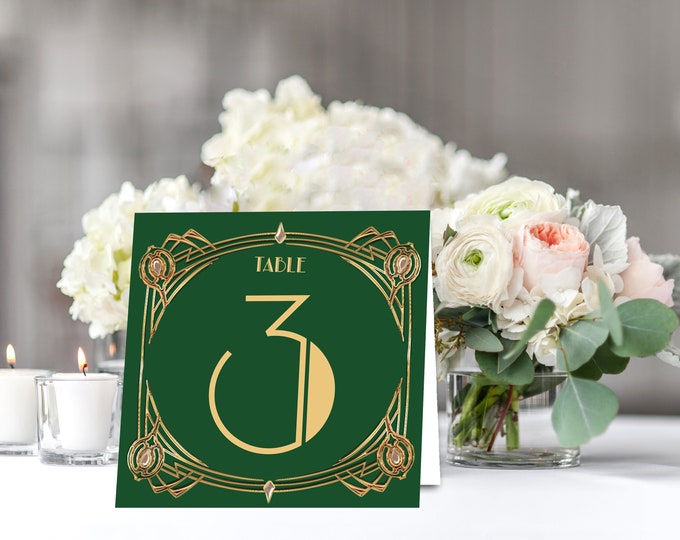 Great Gatsby Art Deco Table Cards, Table Numbers, Table Decoration ...