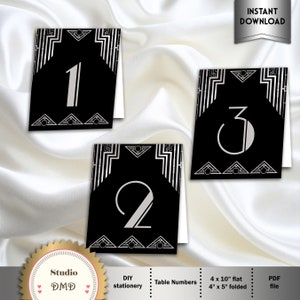 Great Gatsby Art Deco Table Cards 1-50, Table Numbers, Table Decoration ...