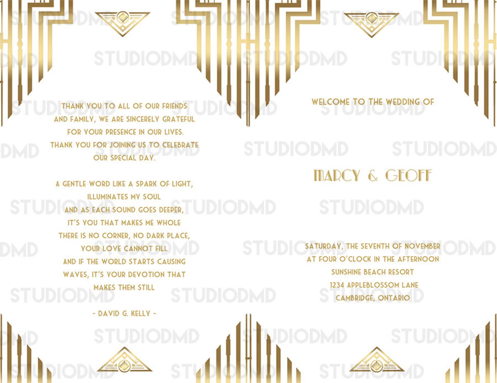Printable Wedding Program Template Great Gatsby Style Art - Etsy