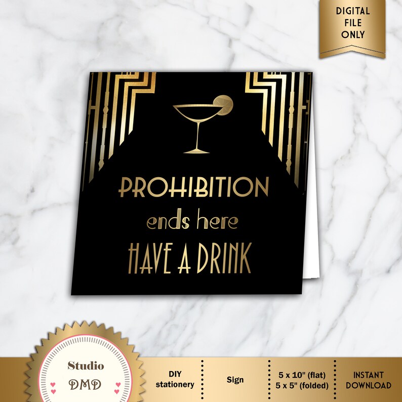 Prohibition Era Sign Great Gatsby Art Deco Party Decor Party - Etsy