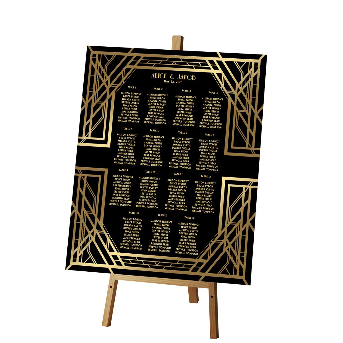 Printable Wedding Guest Seating Chart Seating List Art Deco - Etsy