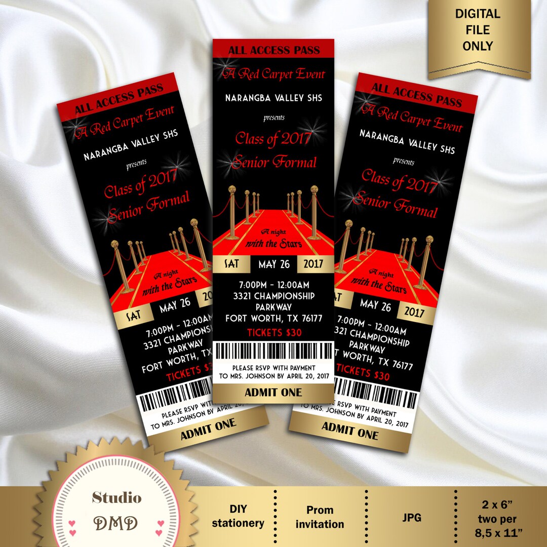 Printable Red Carpet Prom Invitation Red Carpet Affair - Etsy