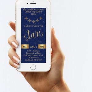 Printable Prom Ticket Invitation, A Night Under the Stars, Junior and ...