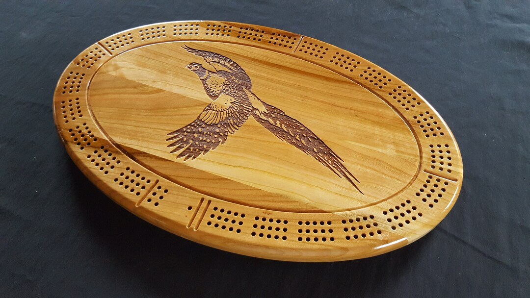 Personalized Cribbage Board, Custom Cribbage Board, Pheasant Cribbage ...