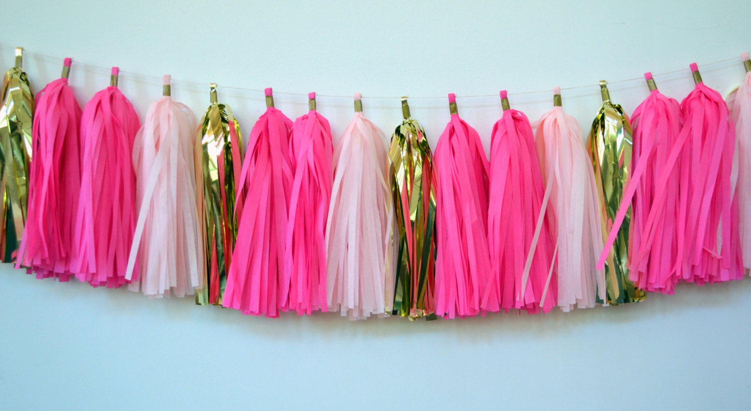 Hot Pink Valentine Tassel Garland Neon Pink and Gold Garland | Etsy
