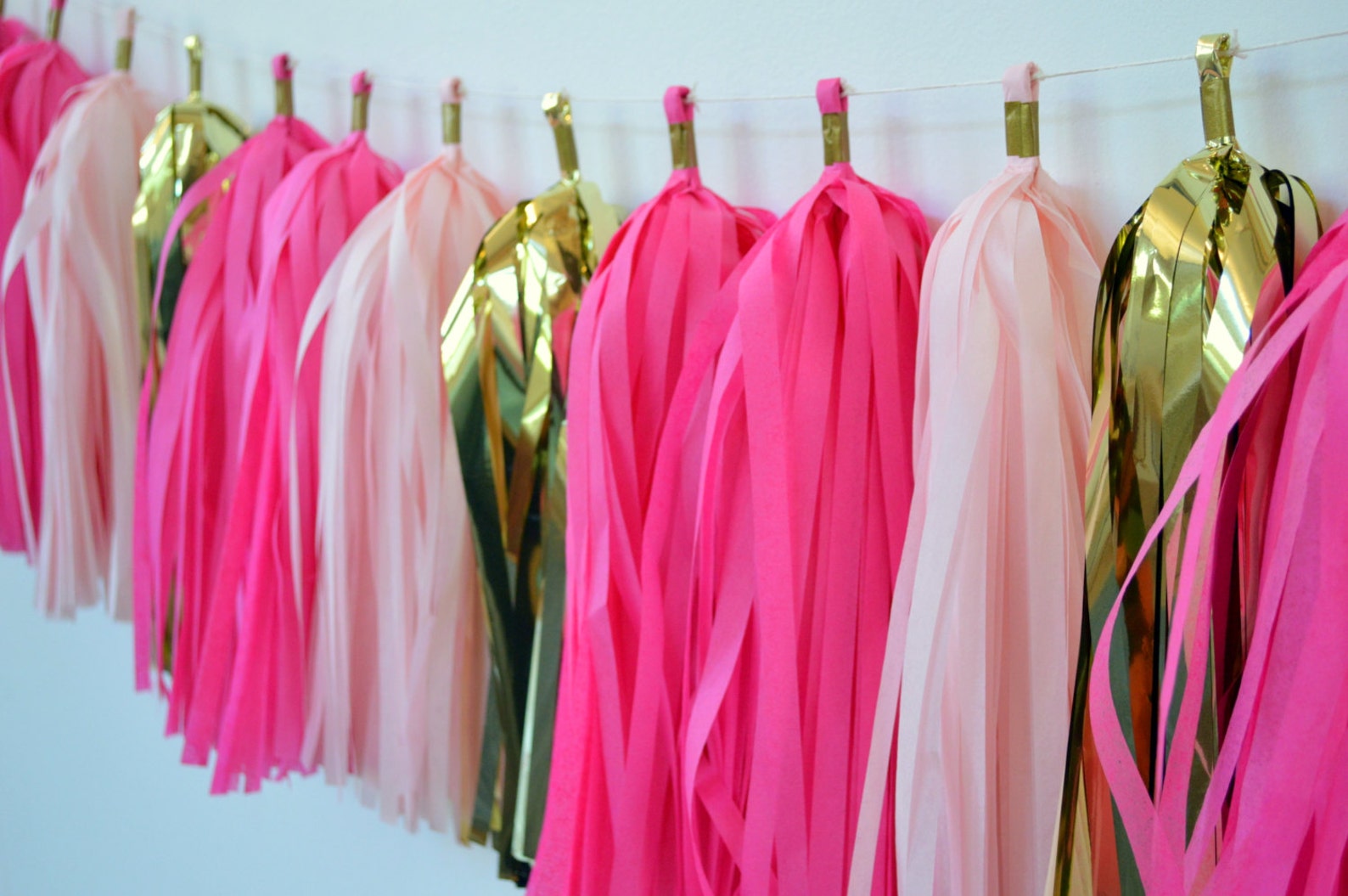 Hot Pink Valentine Tassel Garland Neon Pink and Gold Garland | Etsy