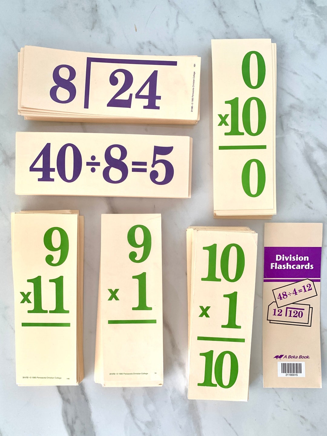 Vintage Multiplication/division Flash Cards in Purple & Green - Etsy
