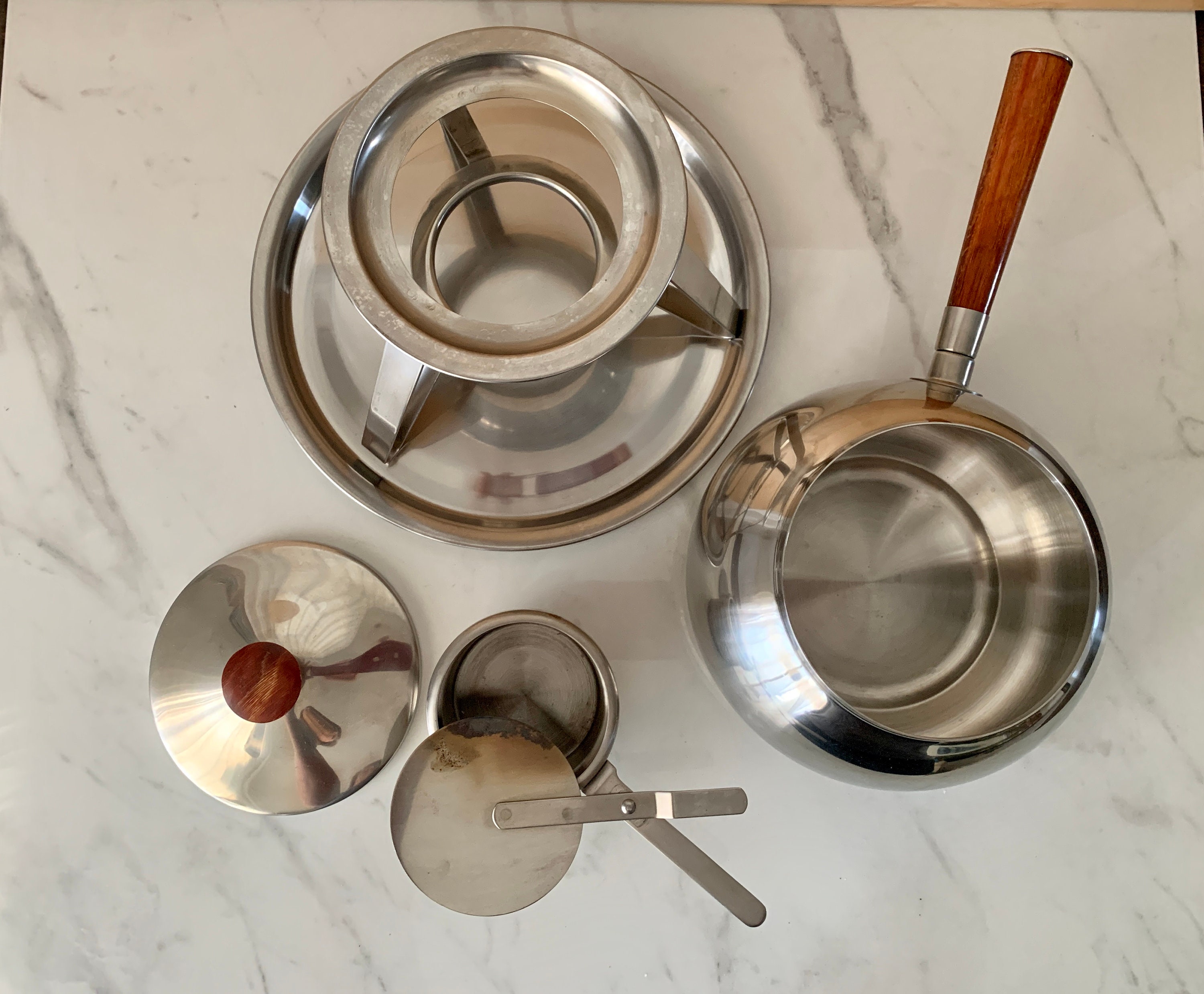 Mid Century Modern Fondue Set With Rosewood Handles and Tray - Etsy